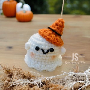 Cute Pumpkin and Ghost Keychain, Crochet Ghost Keychain, Crochet ...