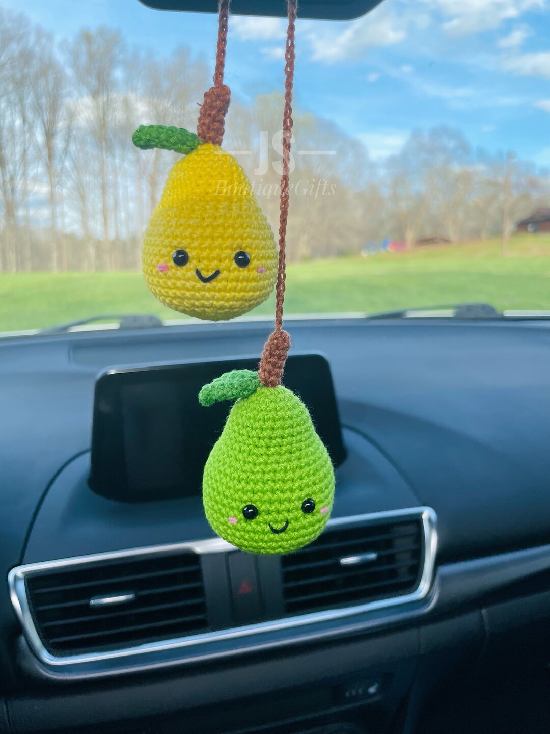 Cute Hanging Couple Pear, Crochet Pear Keychain, Crochet Fruit ...