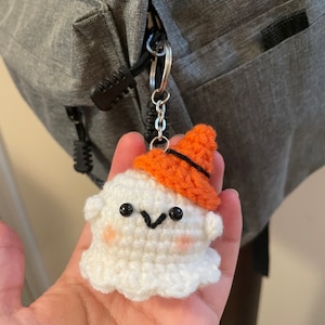 Cute Pumpkin and Ghost Keychain, Crochet Ghost Keychain, Crochet ...