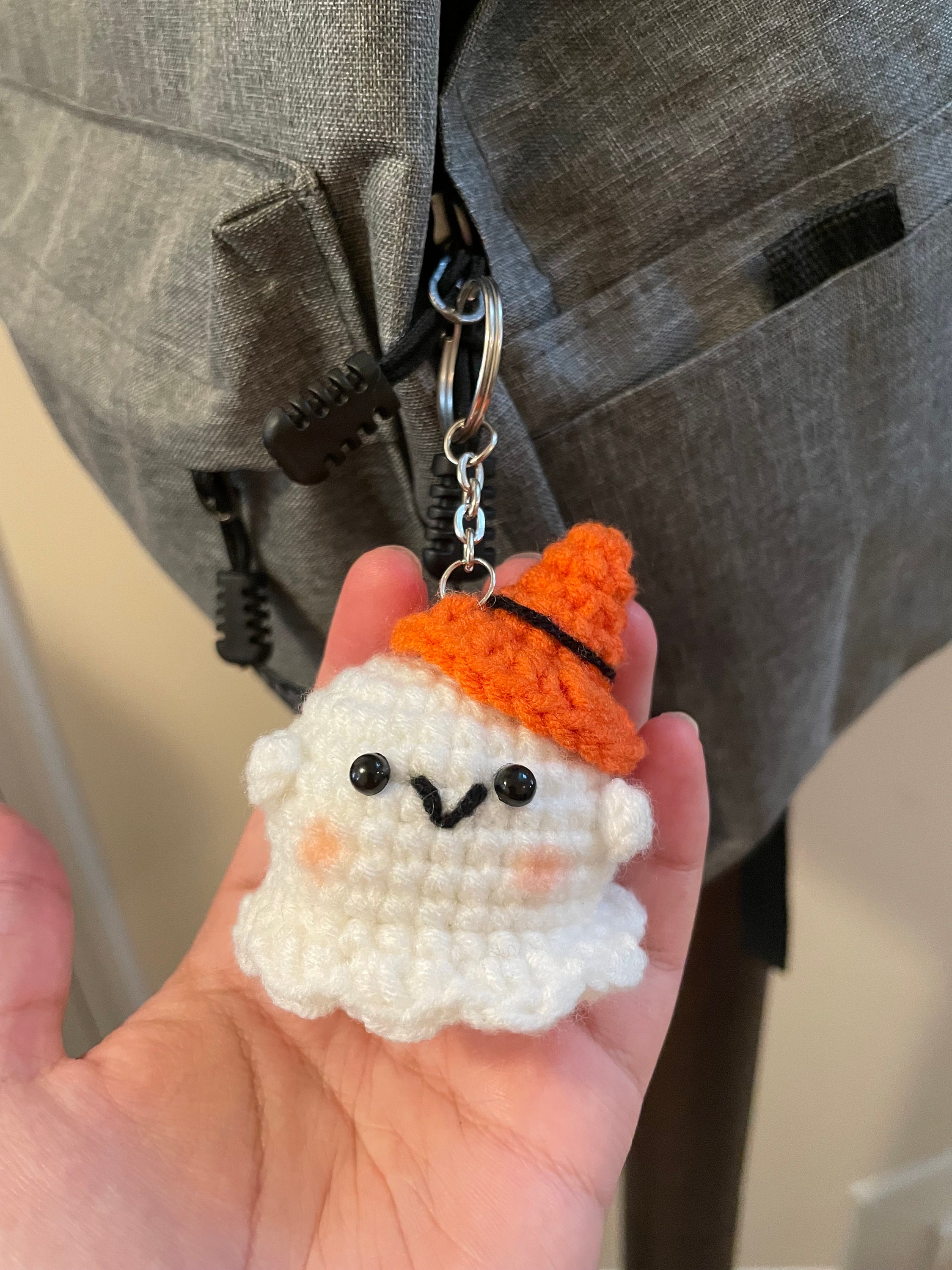 Cute Pumpkin and Ghost Keychain, Crochet Ghost Keychain, Crochet ...