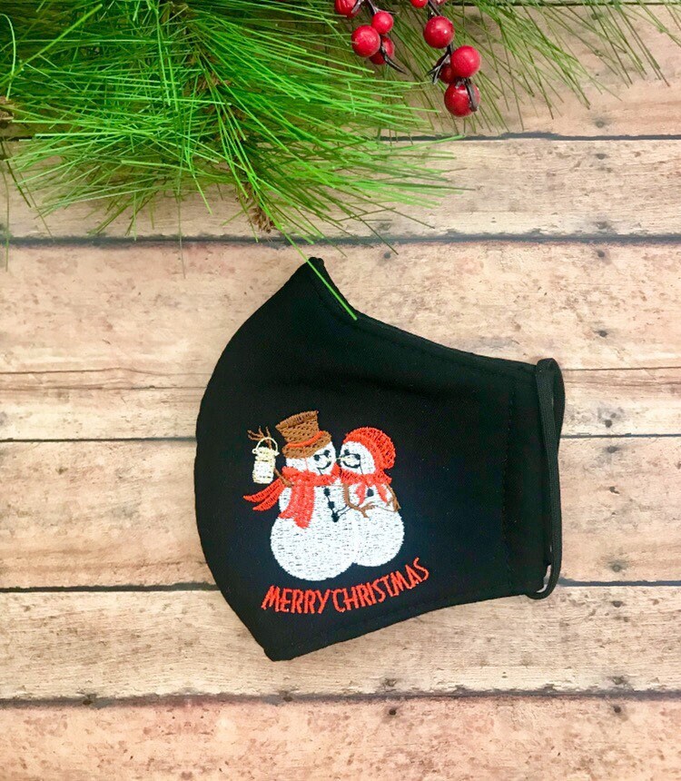 Cute Embroidered Christmas Face Mask, Cute Holiday Face Mask, 3 Layers ...