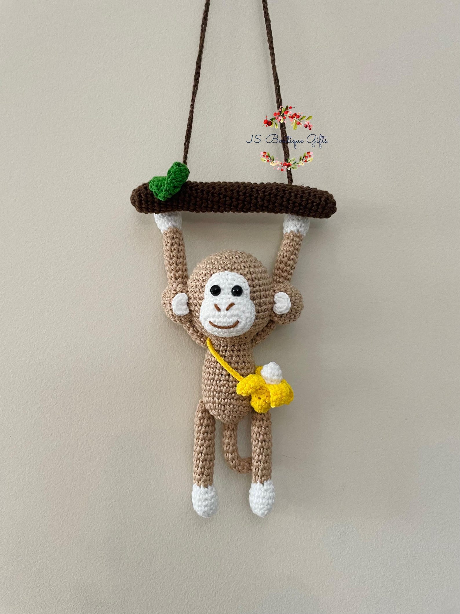 Hanging Banana Monkey, Cute Monkey, Unique Crochet Monkey, Monkey ...