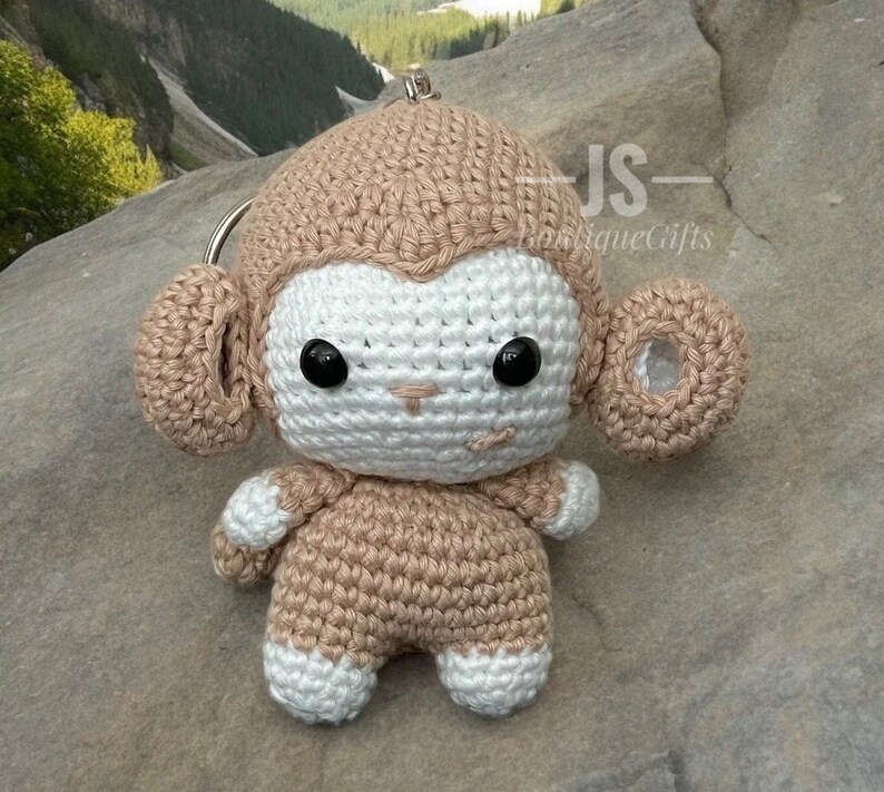 Monkey Keychain, Cute Monkey, Crochet Monkey Keychain, Monkey Keychain ...