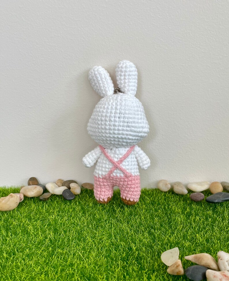 Bunny Wear Cute Pastel Pink Suit Crochet Bunny Keychain Cute - Etsy