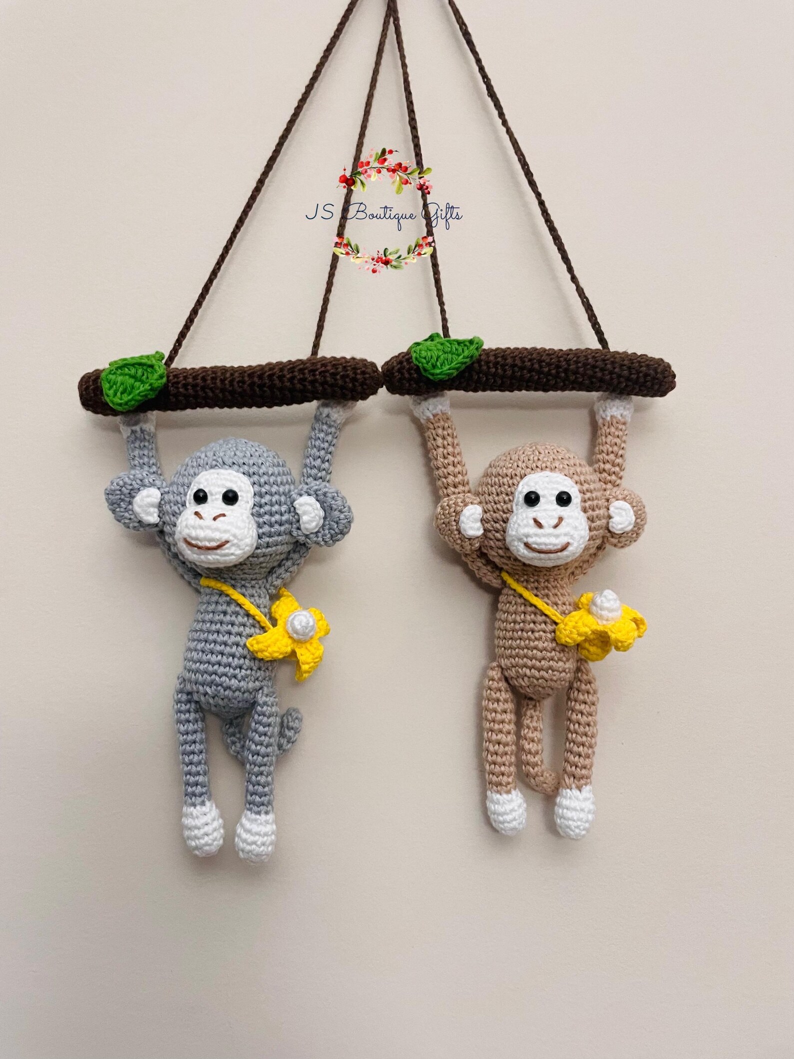 Hanging Banana Monkey, Cute Monkey, Unique Crochet Monkey, Monkey ...
