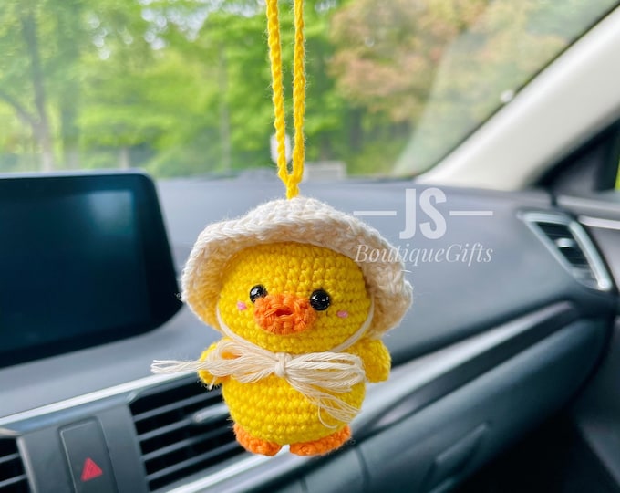 Cute Duck Wear Hat Keychain, Crochet Duck Keychain, Duck Keychain, Duck ...