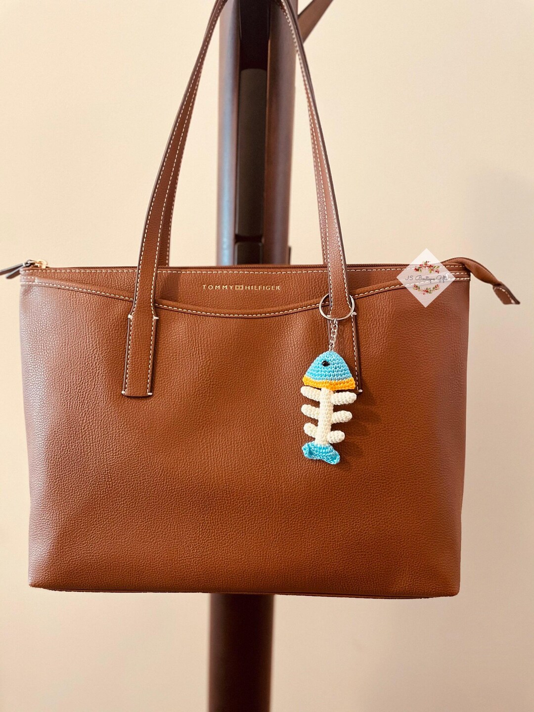 Fish Bone Crochet Keychain, Cute Crochet Keychain, Fish Bone Keychain ...