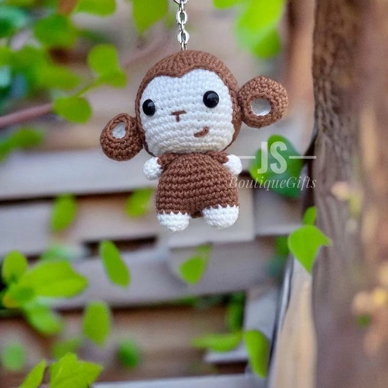 Monkey Keychain, Cute Monkey, Crochet Monkey Keychain, Monkey Keychain ...