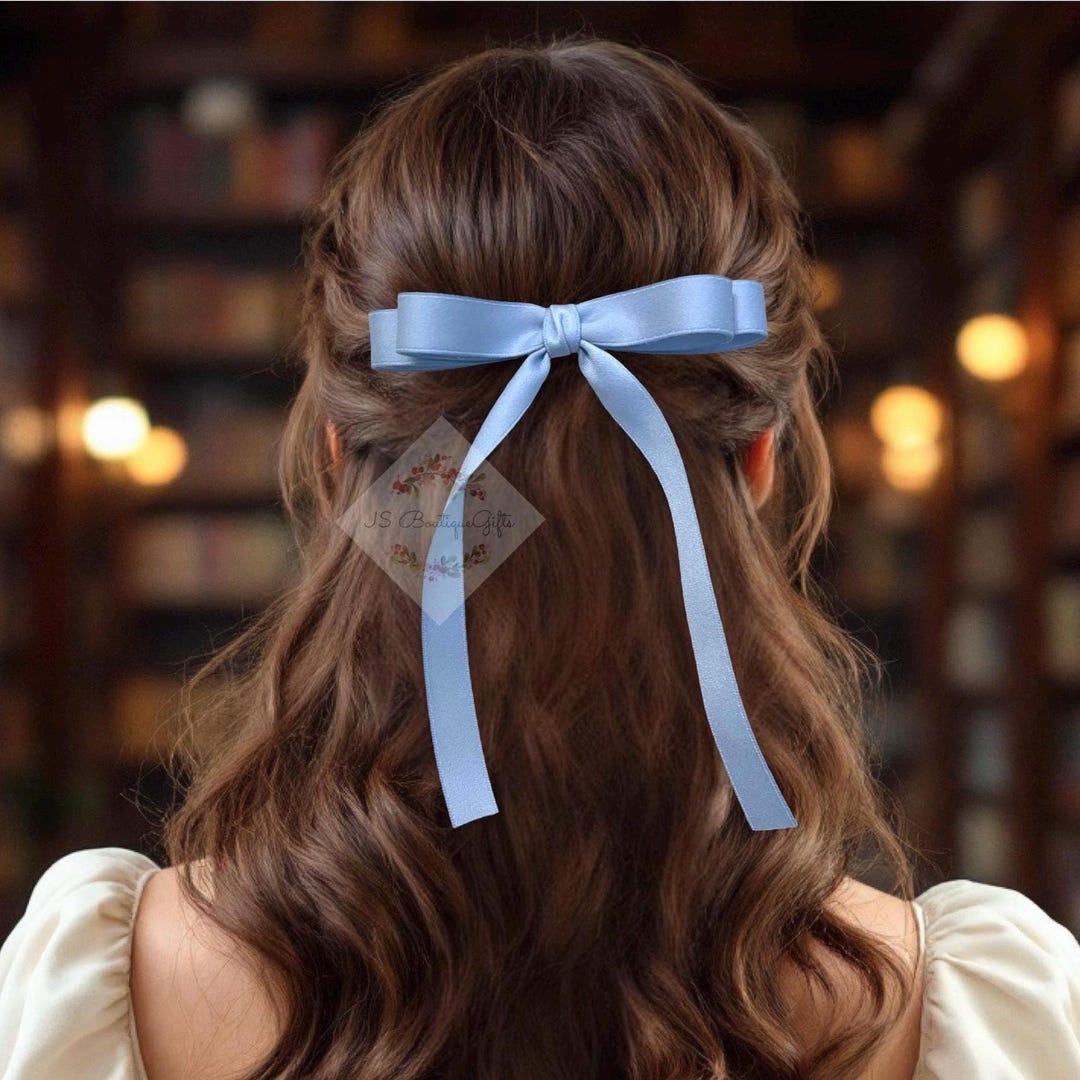 Skinny Matte Satin Hair Bow, Elegant Hair Bow, Women Hair Accessories ...