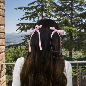 Set of 2 Skinny Matte Satin Hair Bow, Elegant Hair Bow Sets, Adult Hair ...