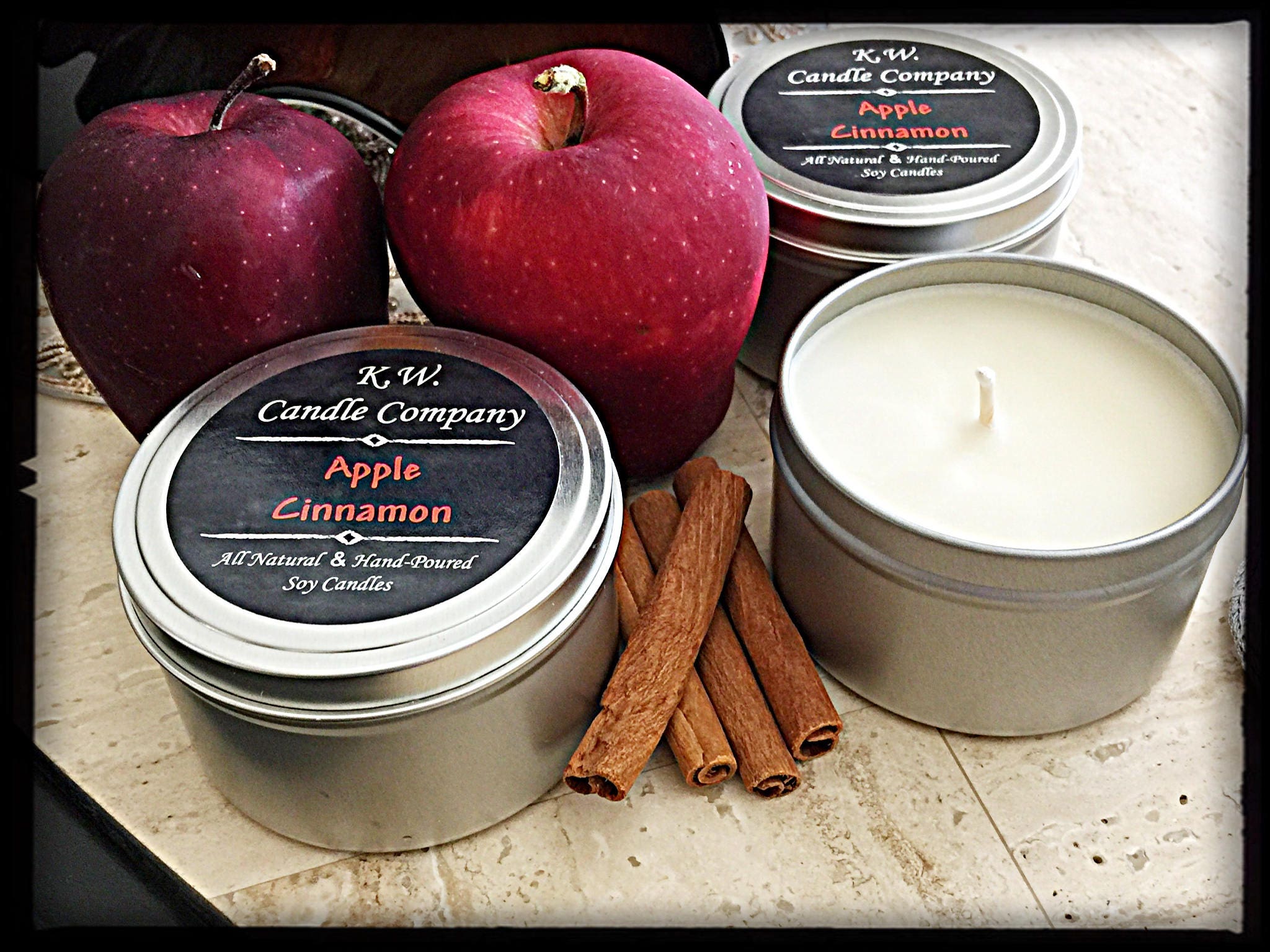 Apple Cinnamon Scented Candle 100% Soy Wax Handmade and | Etsy