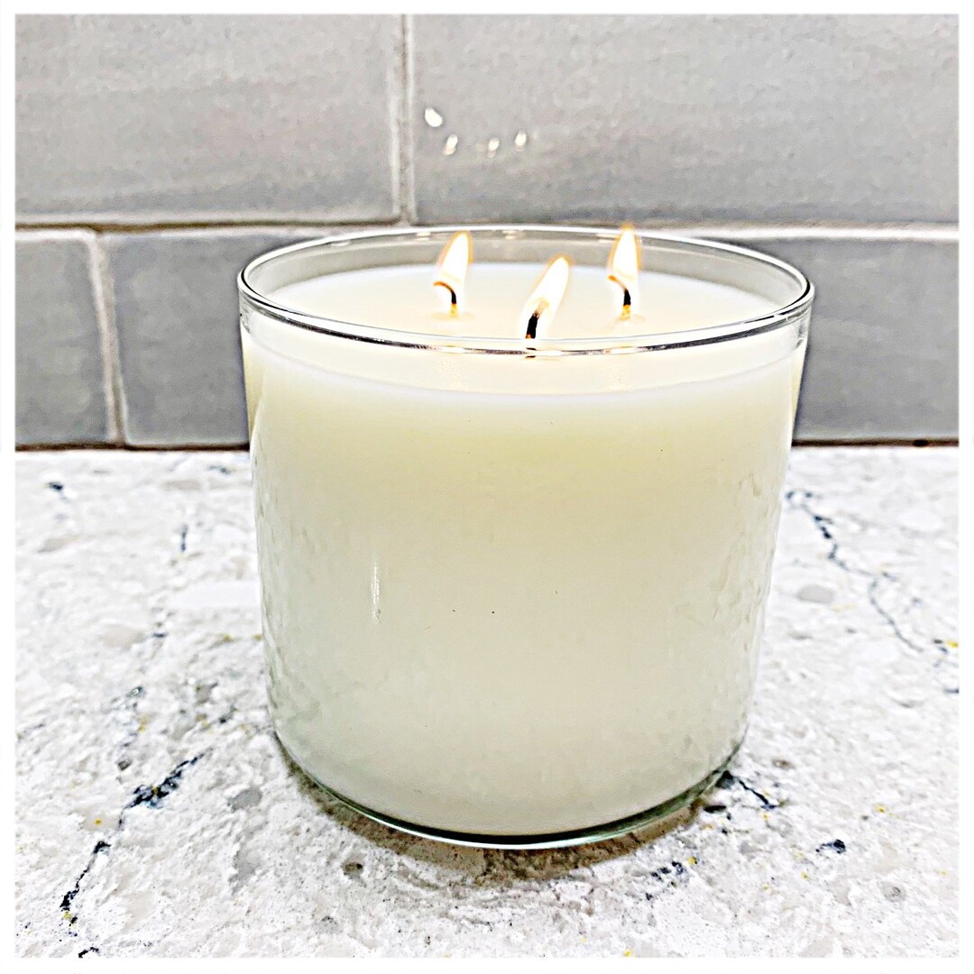 3-wick - 18 Ounce Glass Jar Scented Candle - 100% Soy Wax, Handmade ...
