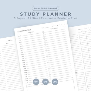 Study Planning Pages, Planner Sheets, 5 Different Layout, Responsive ...