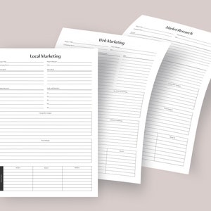 Marketing Planning Pages, Planner Sheets, 5 Pages Set, Responsive ...