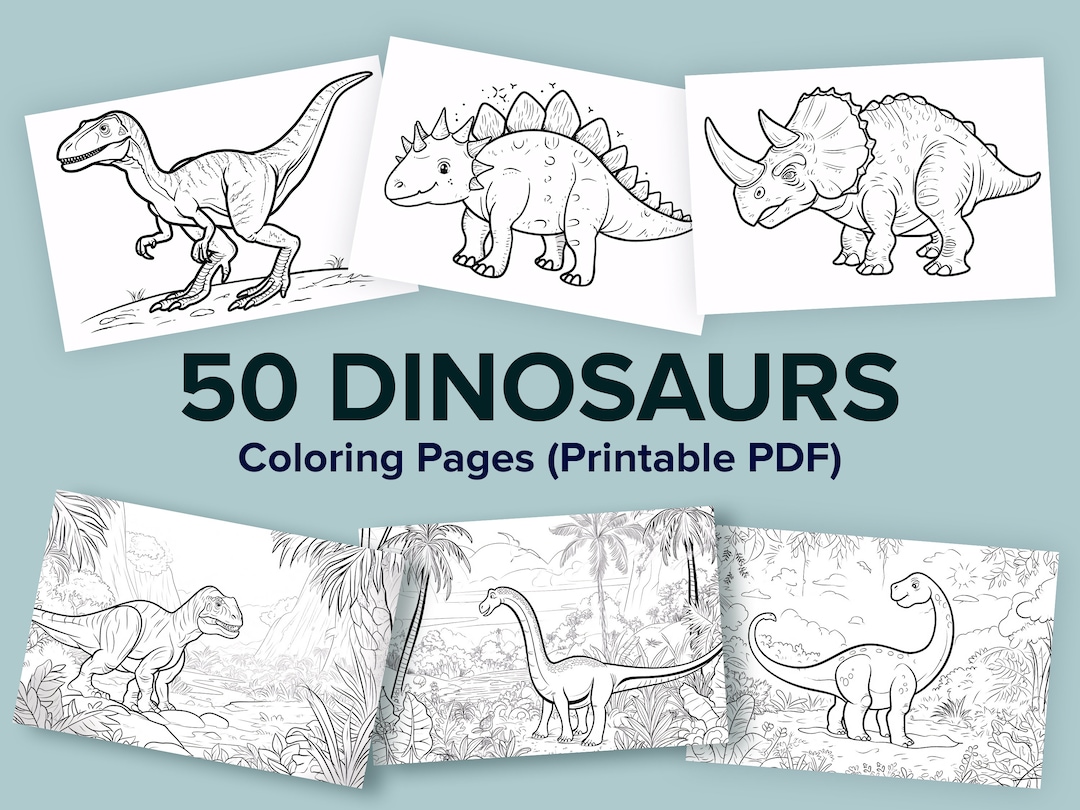 50 Dinosaurs Coloring Pages Toddlers Preschoolers for Kids Coloring ...