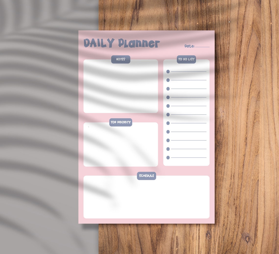 Daily Planner Sheet A4 With 10 Different Colorful Design Layout ...