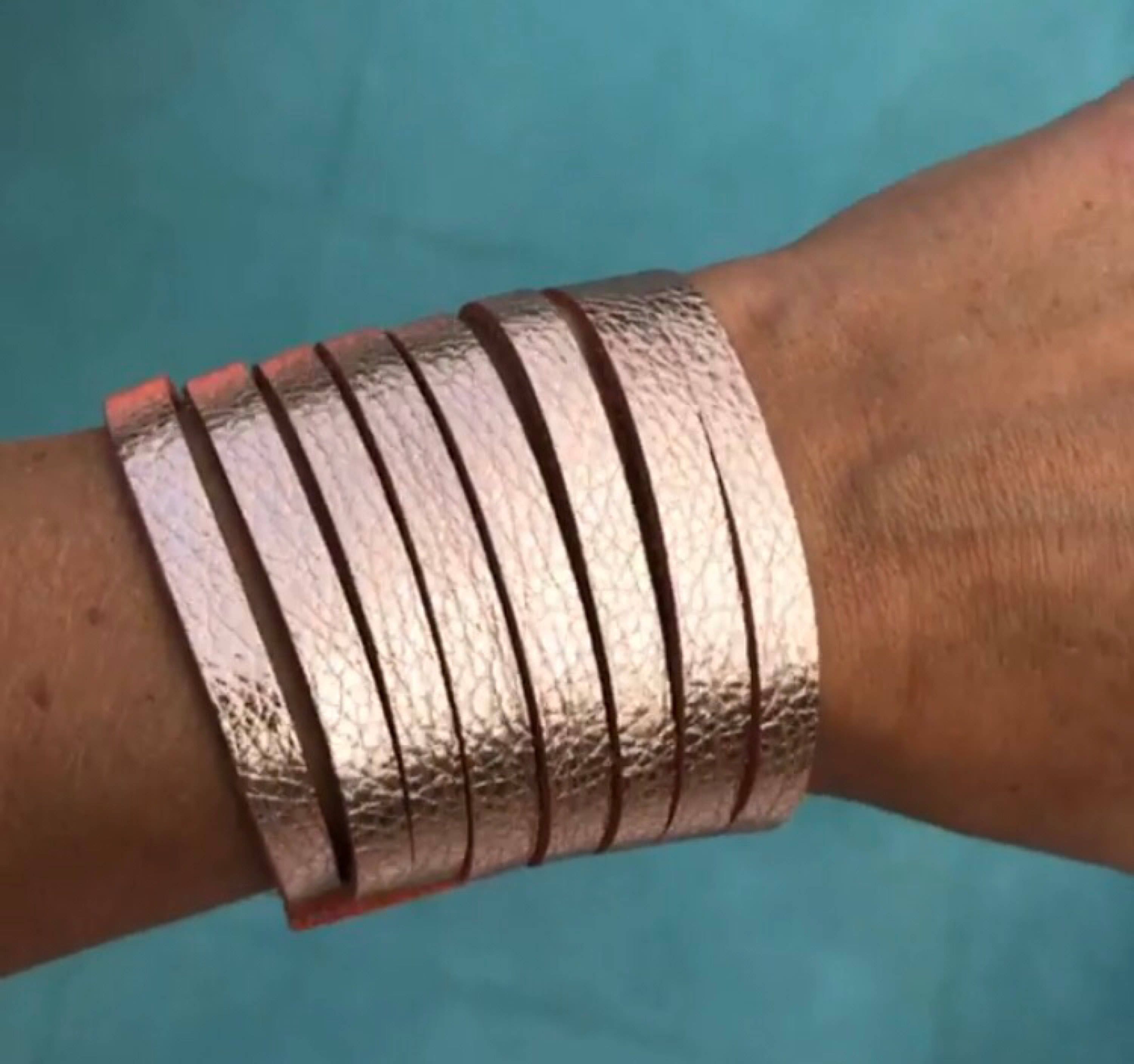 Rose Gold Leather Cuff - Etsy