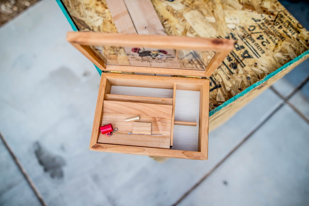 Wooden Valet Box With Rolling Tray & Accessories – Handcrafted Stash ...