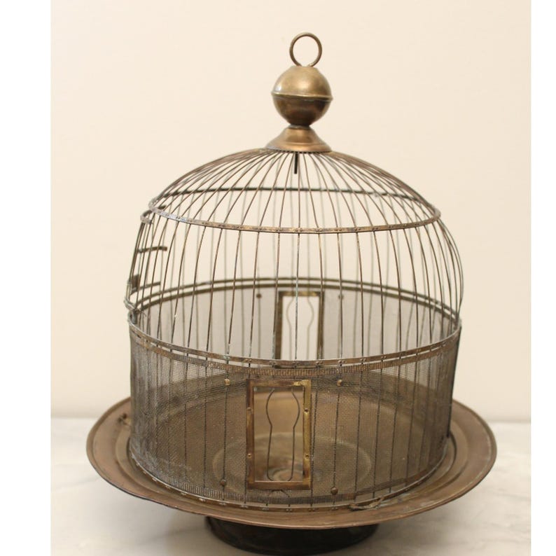 Antique Hendryx Bird Cage Beehive Dome & Tabletop Base Stand Brass 1905 ...