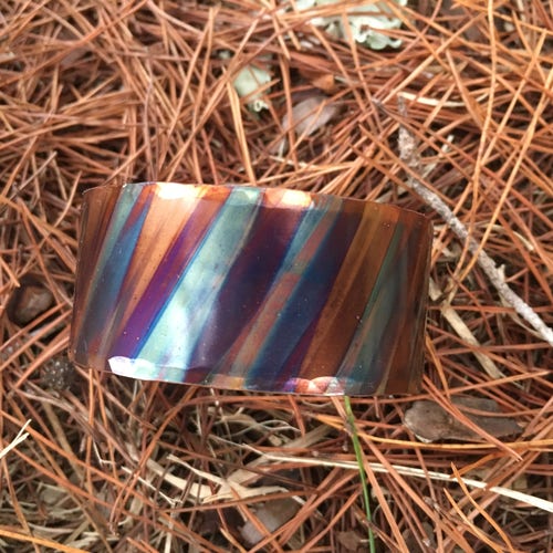 Flame Painted Copper Cuff With Flared Edges - Etsy