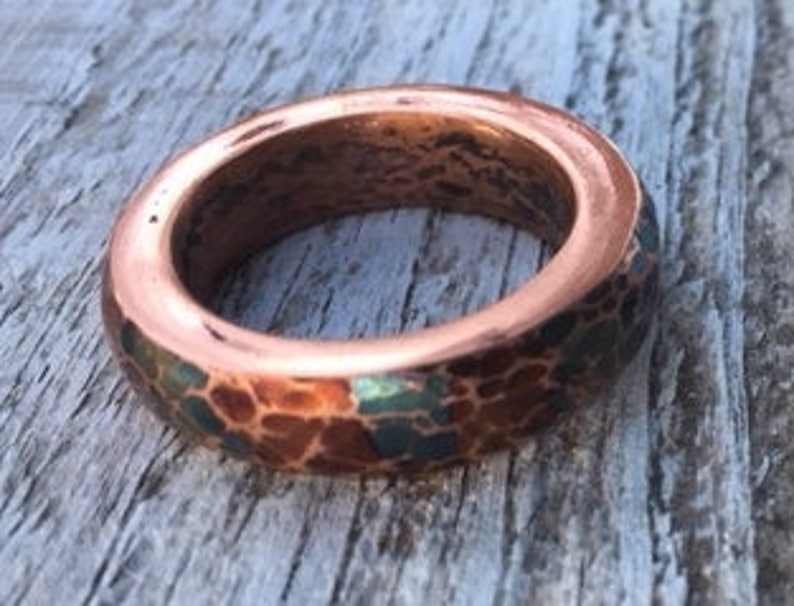 Hammered, Flame Painted Copper Ring, Size 8.25 U.S. - Etsy