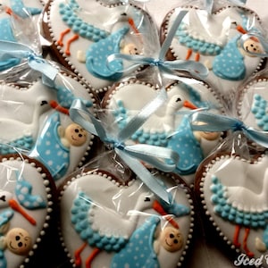10 Homemade Gingerbread Stork Cookies Decorated With Royal Icing Sugar ...