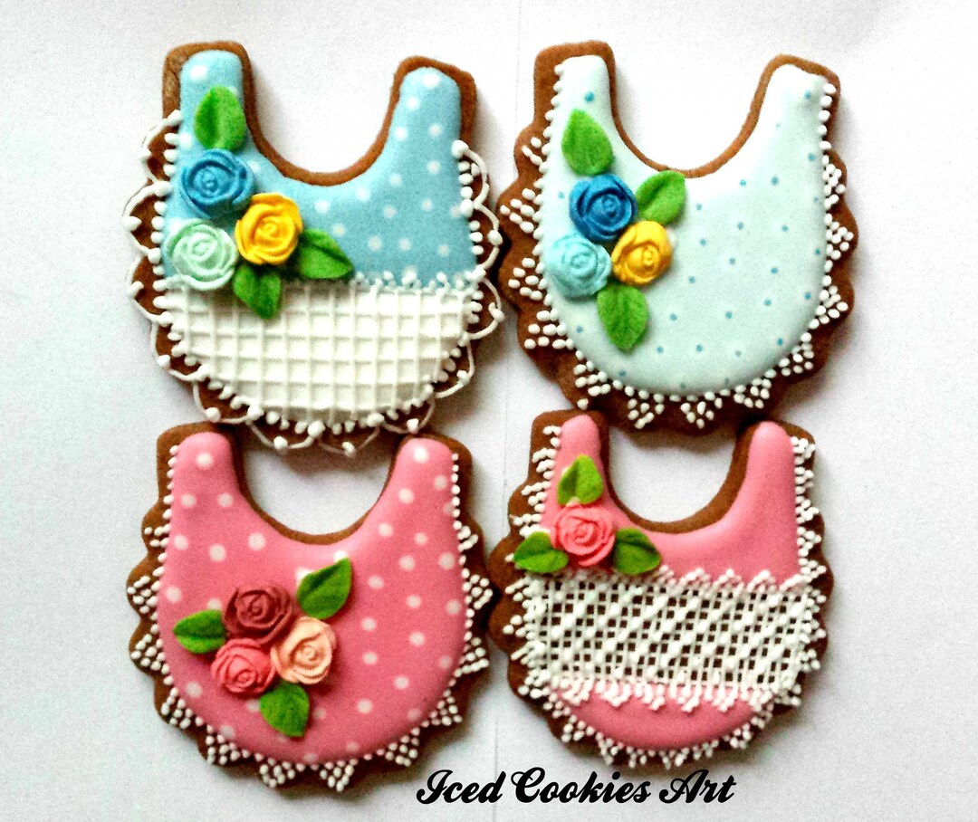 Baby Shower Bib Cookies: Royal Icing Decorated Gingerbread - Set of 10 ...