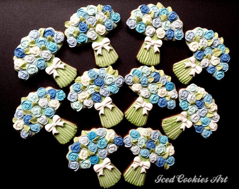 10 Flower Bouquets Homemade Gingerbread Cookies Decorated with | Etsy