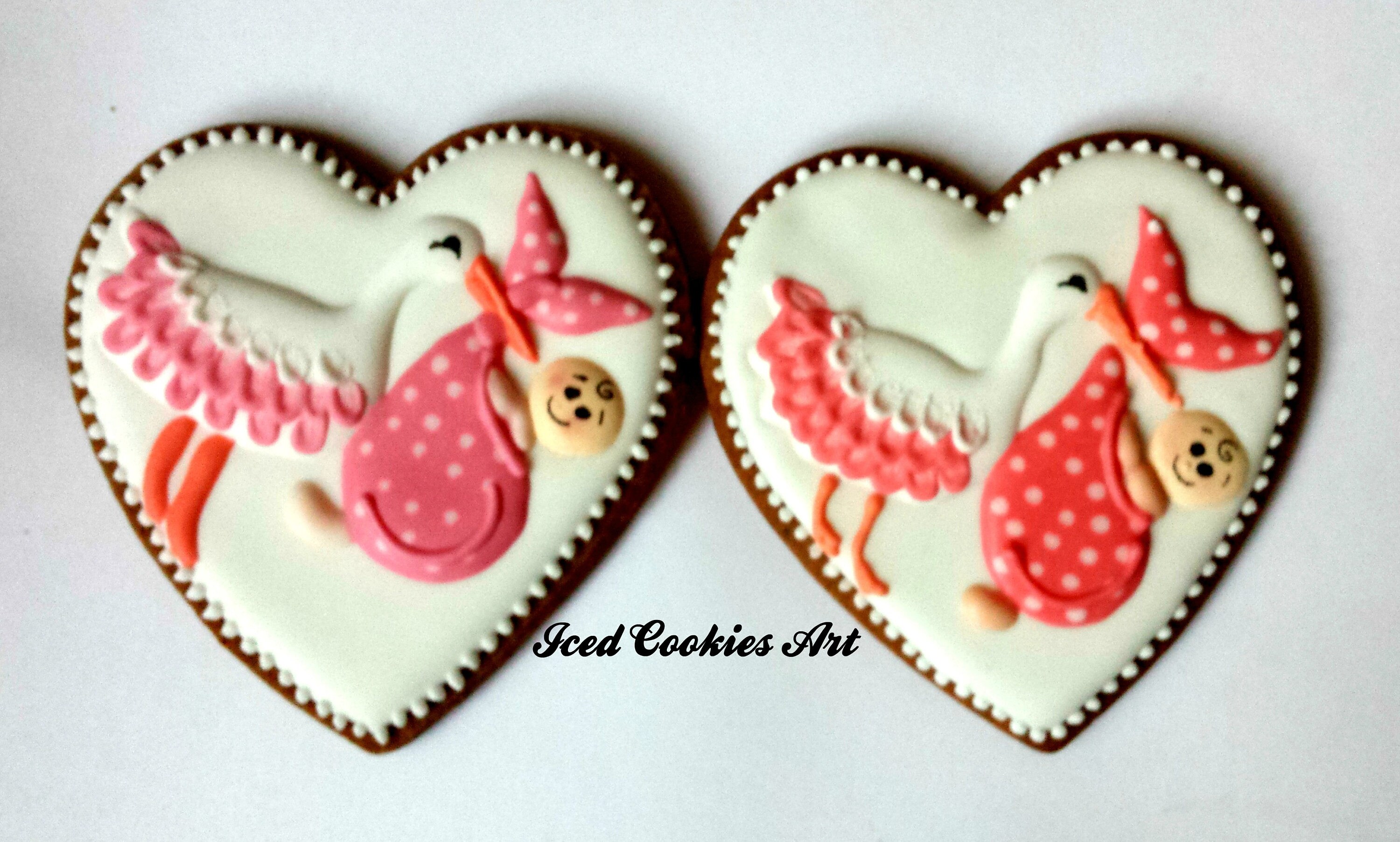 10 Homemade Gingerbread Stork Cookies Decorated With Royal Icing Sugar ...