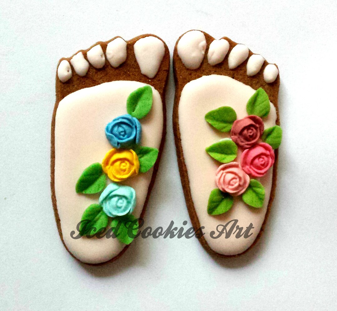 Baby Feet Gingerbread Cookies: Royal Icing Decorated Biscuits - Etsy