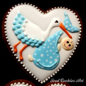 10 Homemade Gingerbread Stork Cookies Decorated With Royal Icing Sugar ...