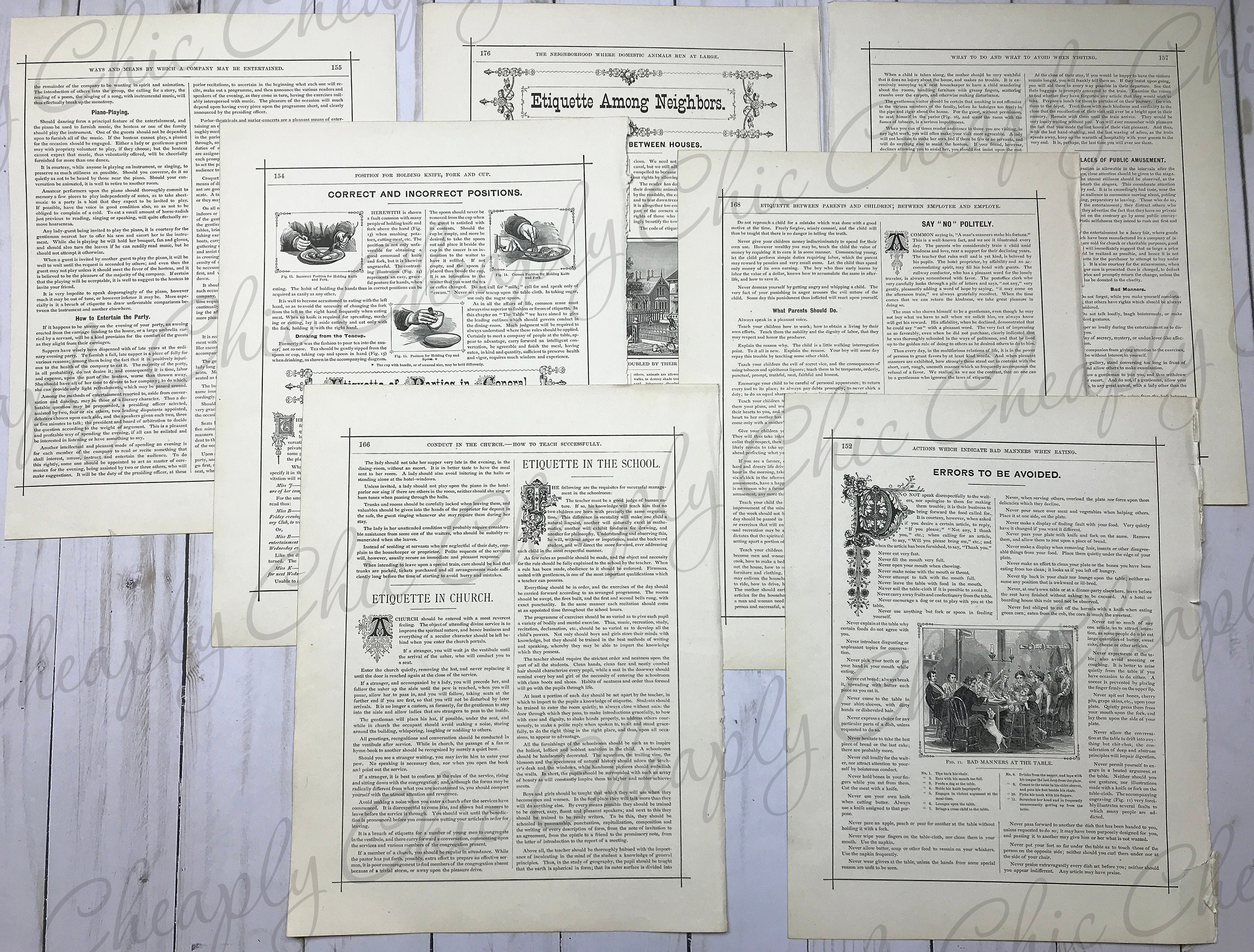Printable Vintage Book Pages / Etiquette / Table Manners Life - Etsy