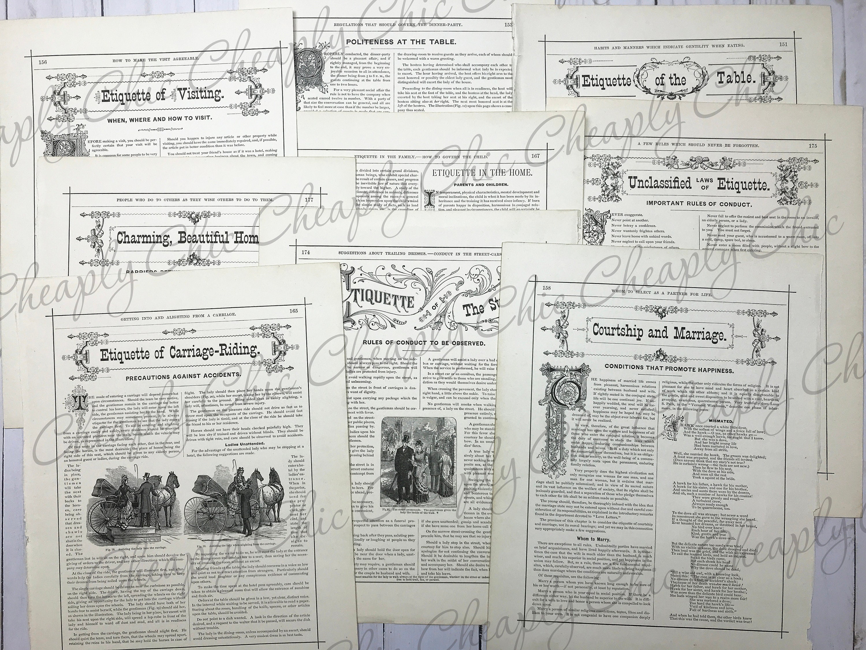 Printable Vintage Book Pages / Etiquette / Table Manners Life - Etsy