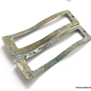 6ps Rectangle Earring Blank Brass Charms 1 Hole Unique Patina for ...