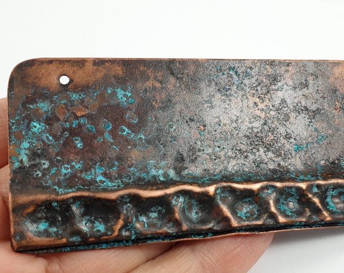 Hammered Copper Pendant 2 Holes Large Textured Air Chasing Statement ...