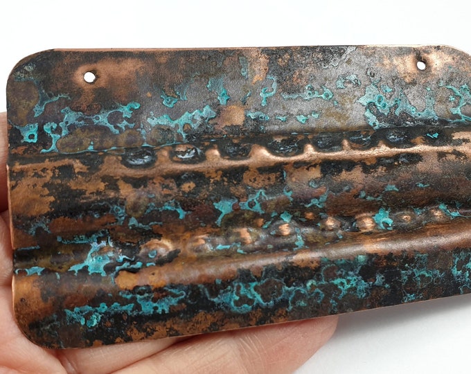 Hammered Copper Pendant 2 Holes Large Textured Air Chasing Statement ...
