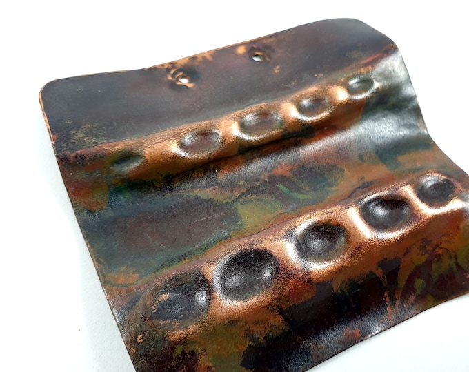 Hammered Copper Pendant 2 Holes Large Textured Air Chasing Statement ...