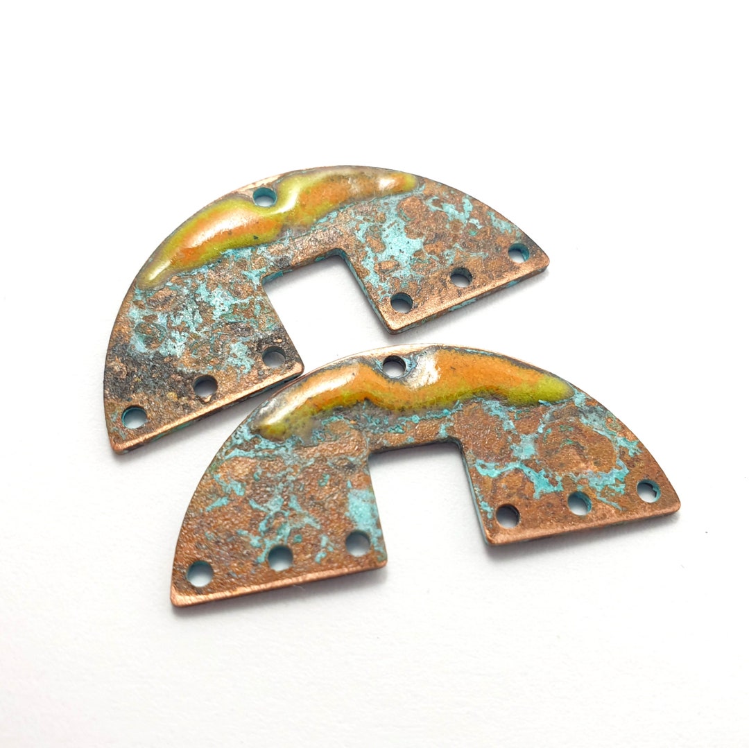 Copper Connector 2ps Oxidized Copper Blank 7 Holes Hot Enamel Bead ...