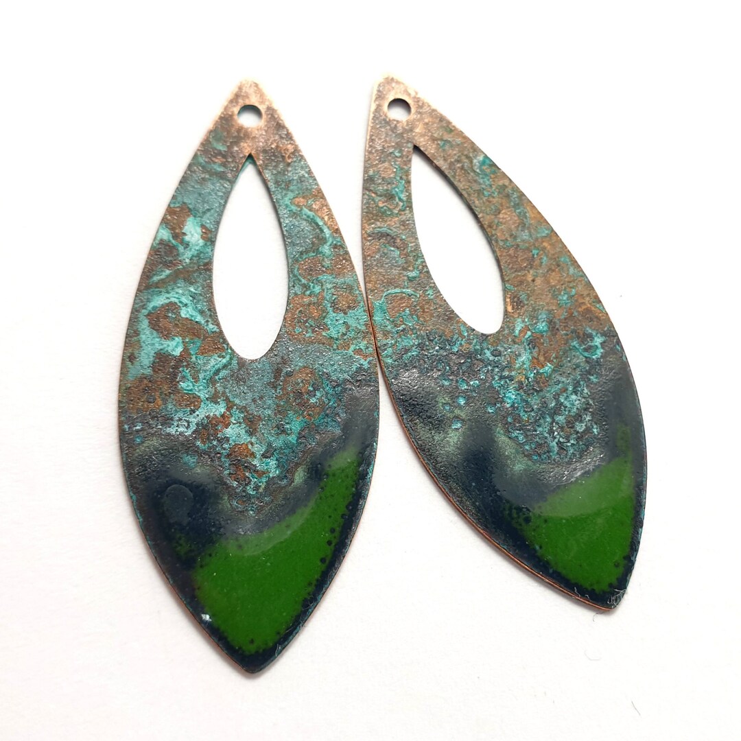 2ps Copper Earring Blank Copper Hot Enamel 1 Hole Copper Oxidized ...