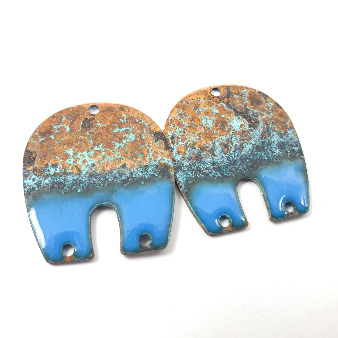 Copper Blue Connector 2ps Oxidized Copper Blank 3 Holes Hot Enamel ...