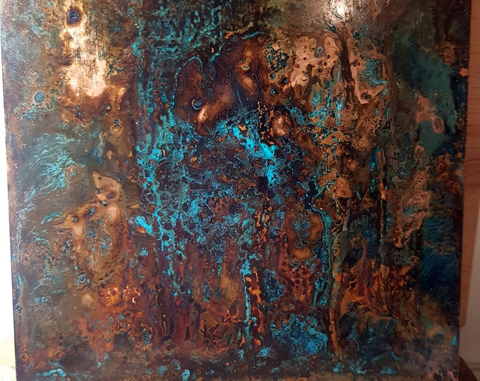 Copper Sheet Rustic Black Turquoise Blue Patina for Craft Metal Working ...