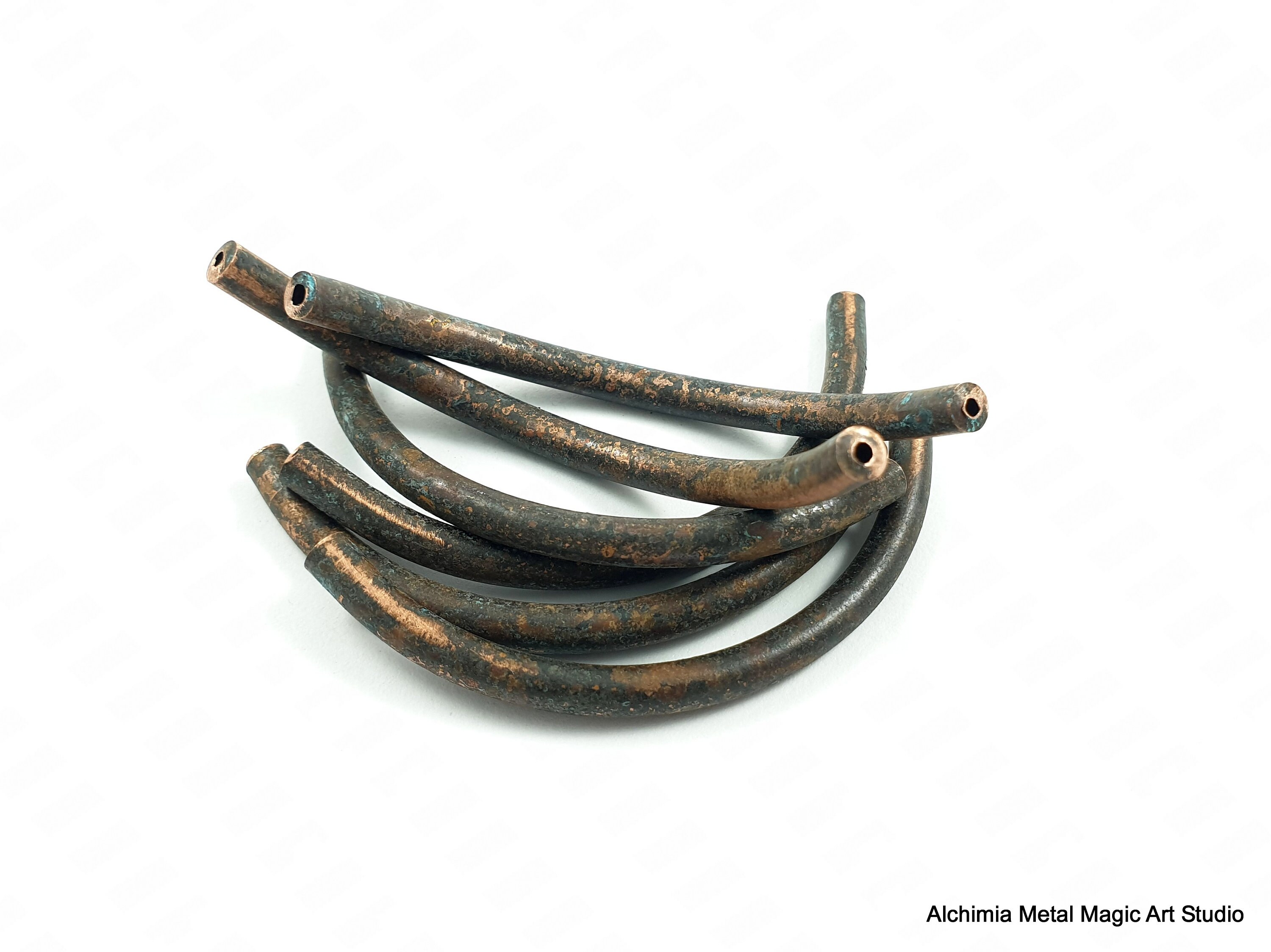 Curved Copper Tubes Vintage Rustic Turquoise Patina for - Etsy