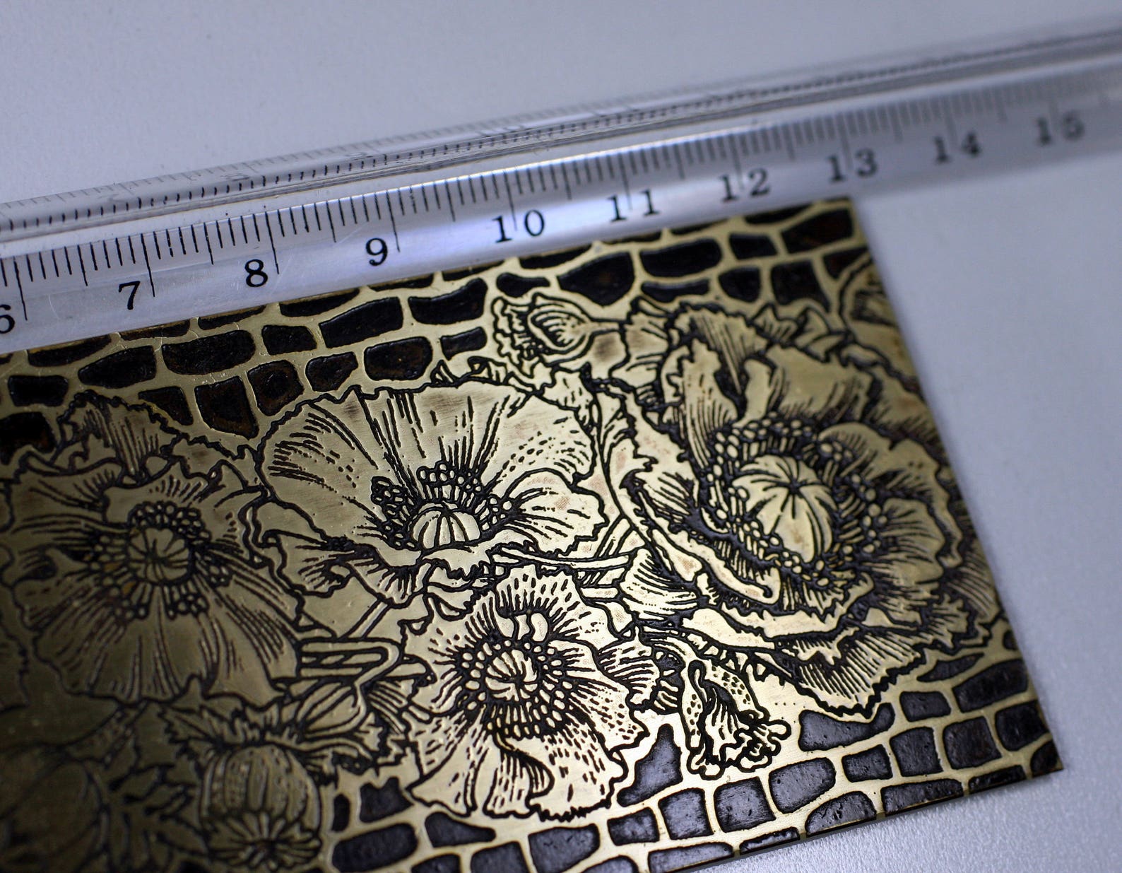 Etched Brass Blank Poppy Flowers Nature Style Pattern Oxidized | Etsy