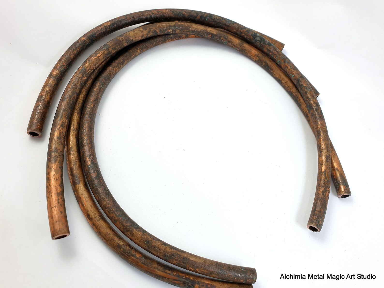 Copper collar tube Large curve beading Leather tube Organic | Etsy