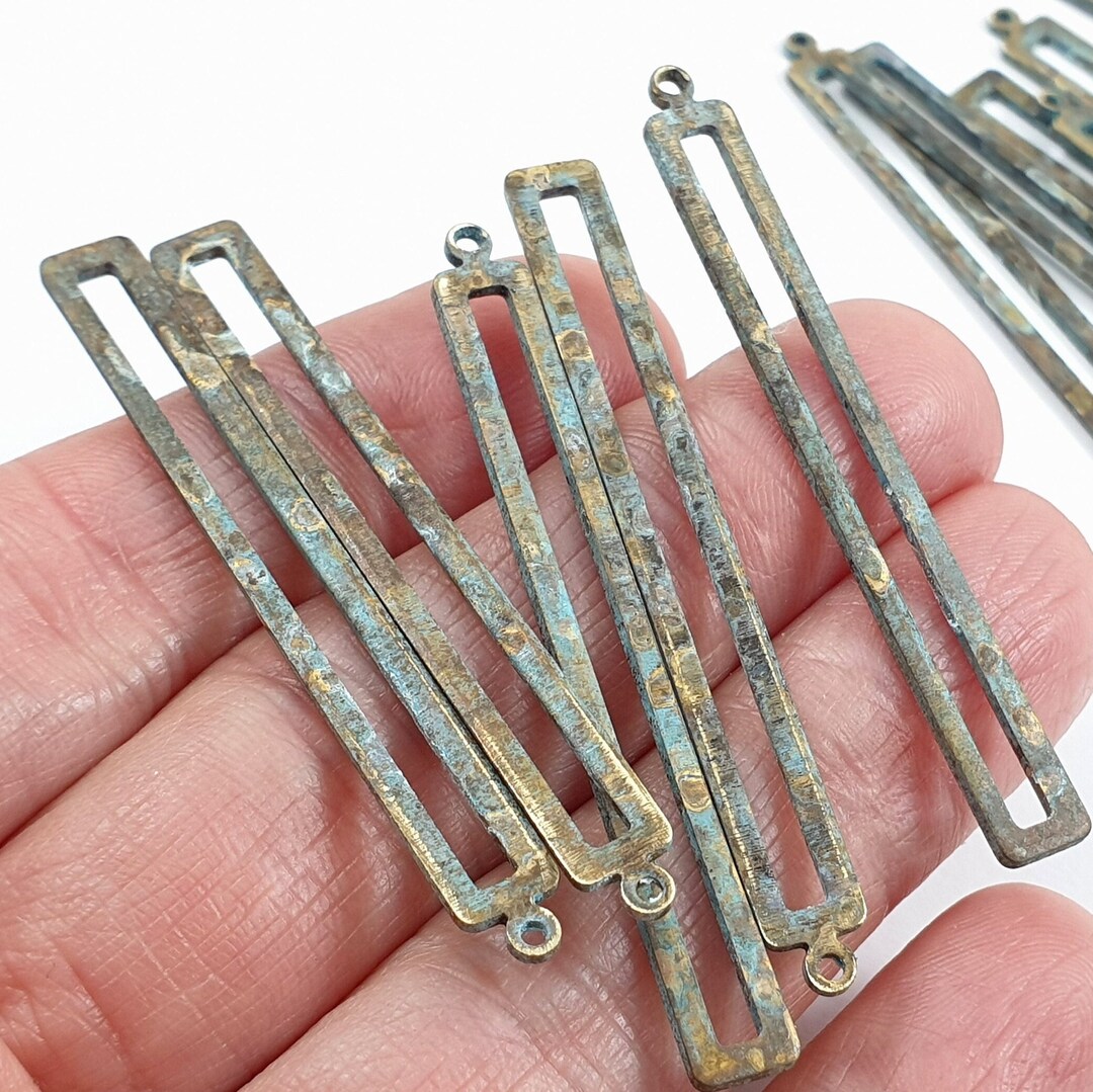 LAST 4ps Brass Patina Strip Long Bar Earring Charms Unique Charm for ...