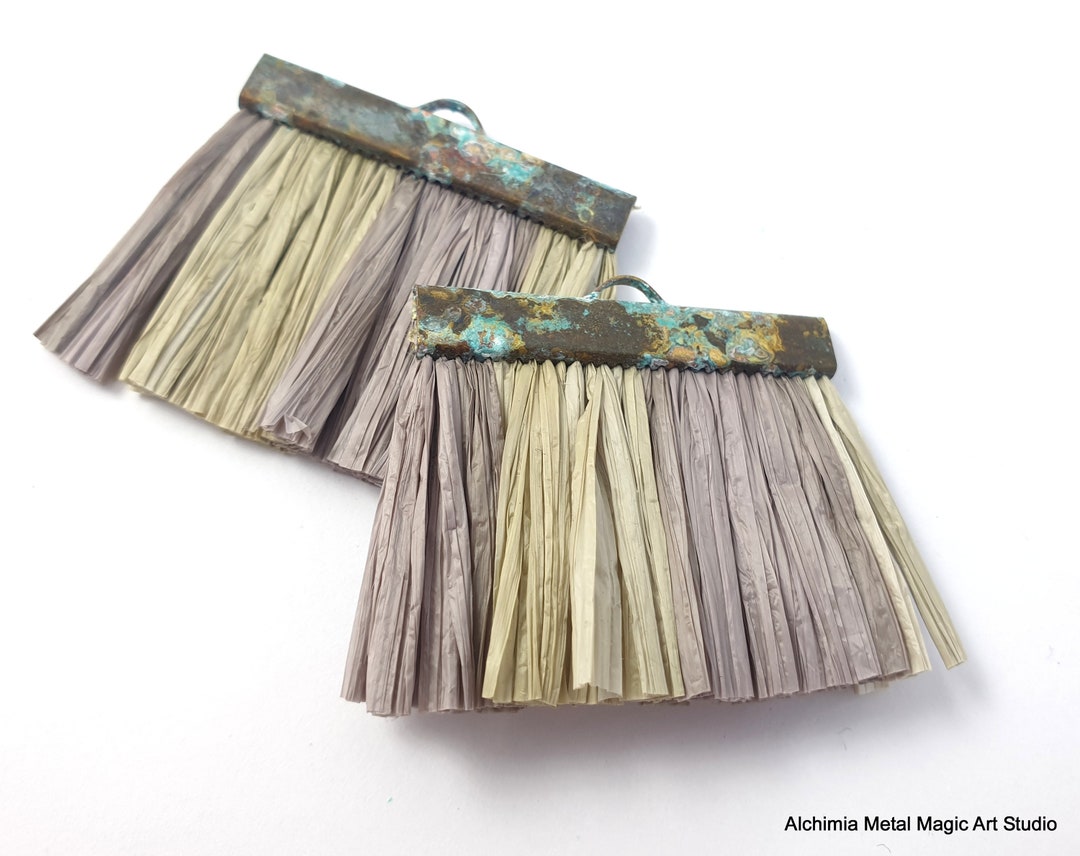 4ps Ribbon Crimp End Pink Raffia Strip Brass Ribbon End Clap Rustic ...