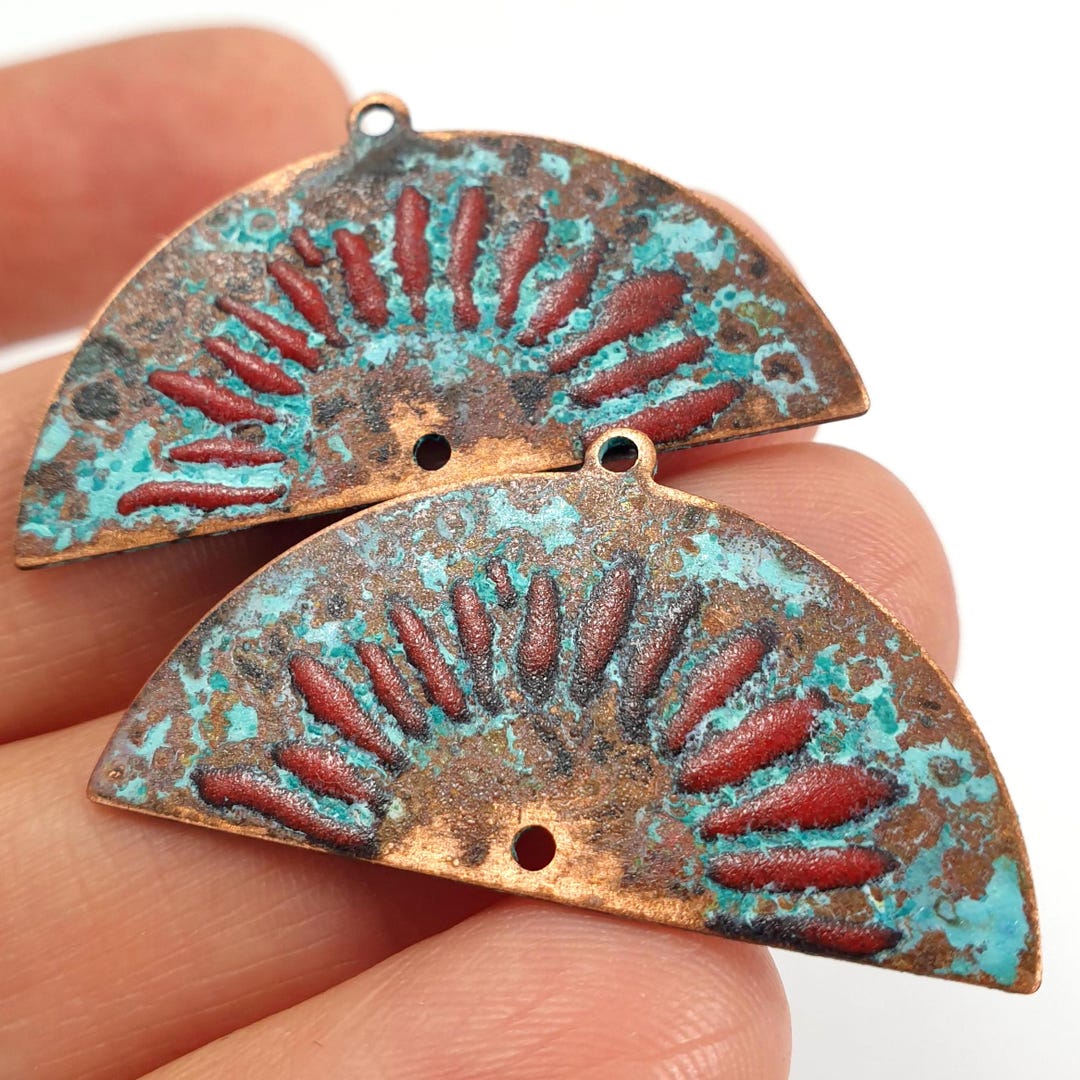 2ps Copper Enameling Connector 2 Holes Copper Half Round Bead Enamel ...
