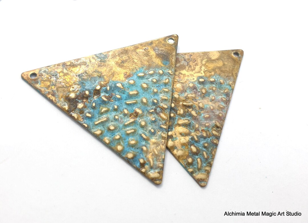 4ps Triangle Large Connectors Brass Texture Patina Blanks for Jewelry ...