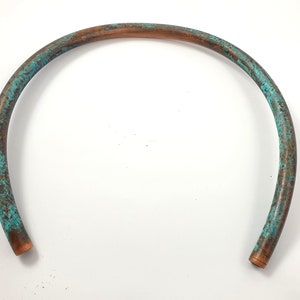 1ps Copper Collar Tube Large Curve Beading Leather Tube Organic Patina ...