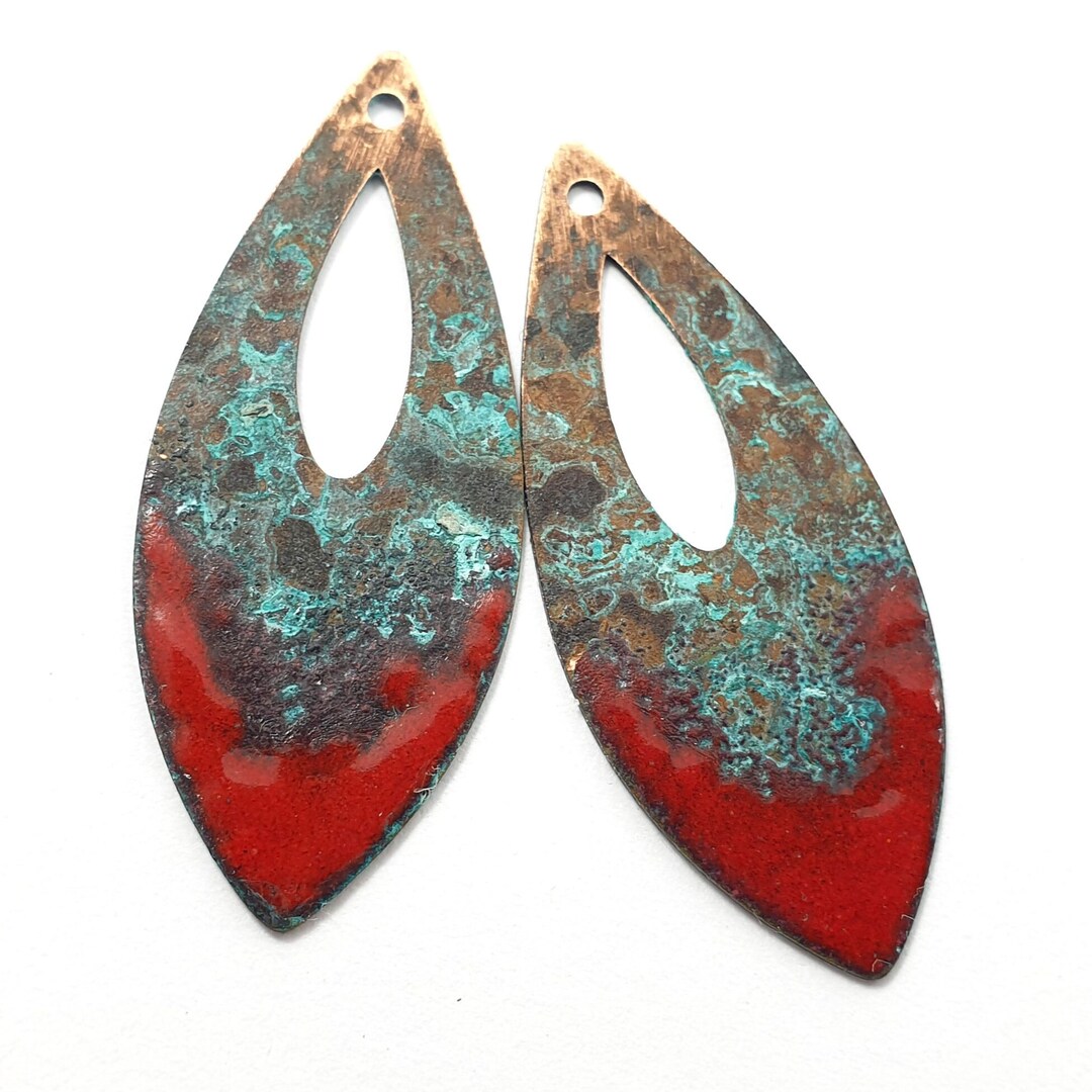 2ps Copper Earring Blank Copper Hot Enamel 1 Hole Copper Oxidized ...